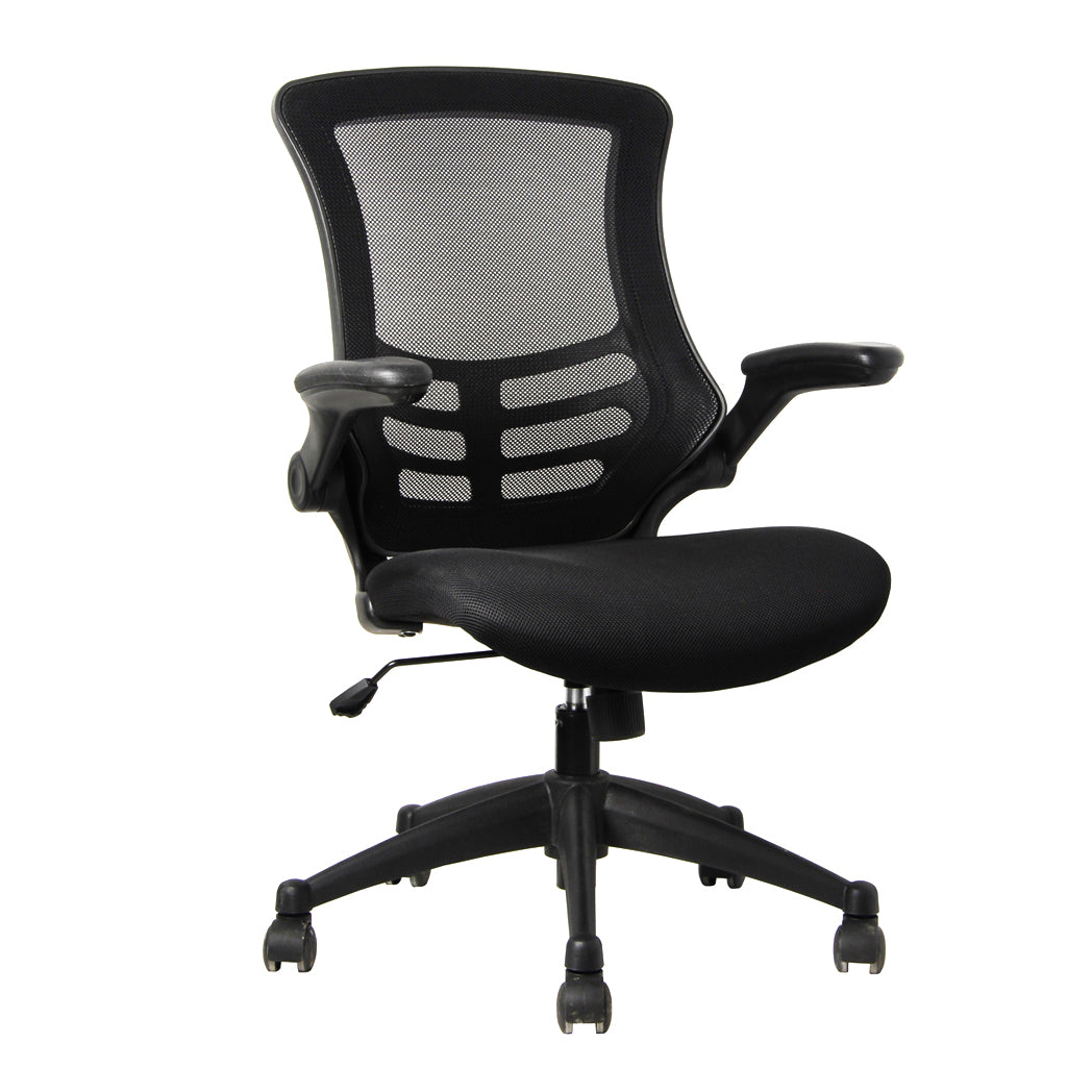 Mesh OP Deluxe Mesh Operator Chair with Folding Arms in Black