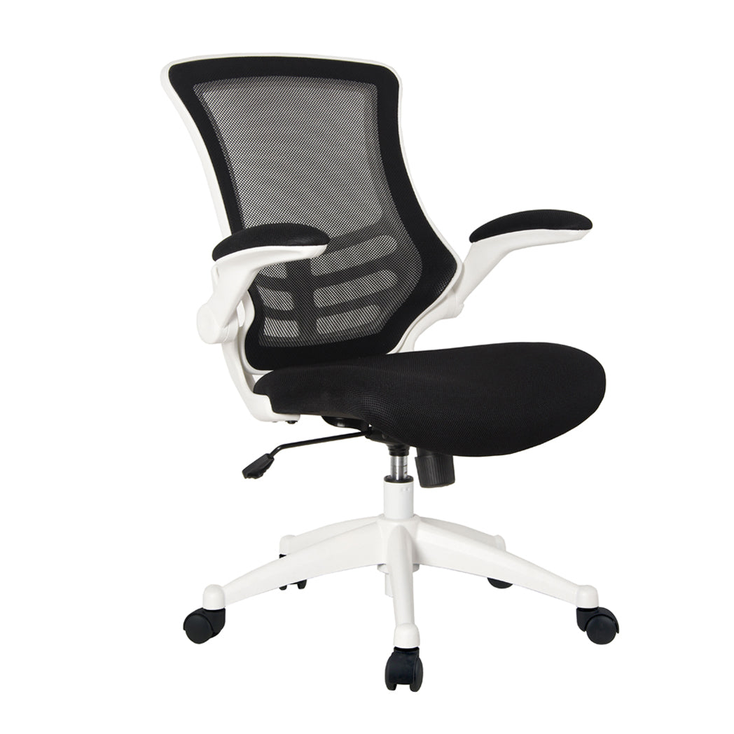 Mesh-OP White - Deluxe Mesh Operator Chair with Folding Arms in White