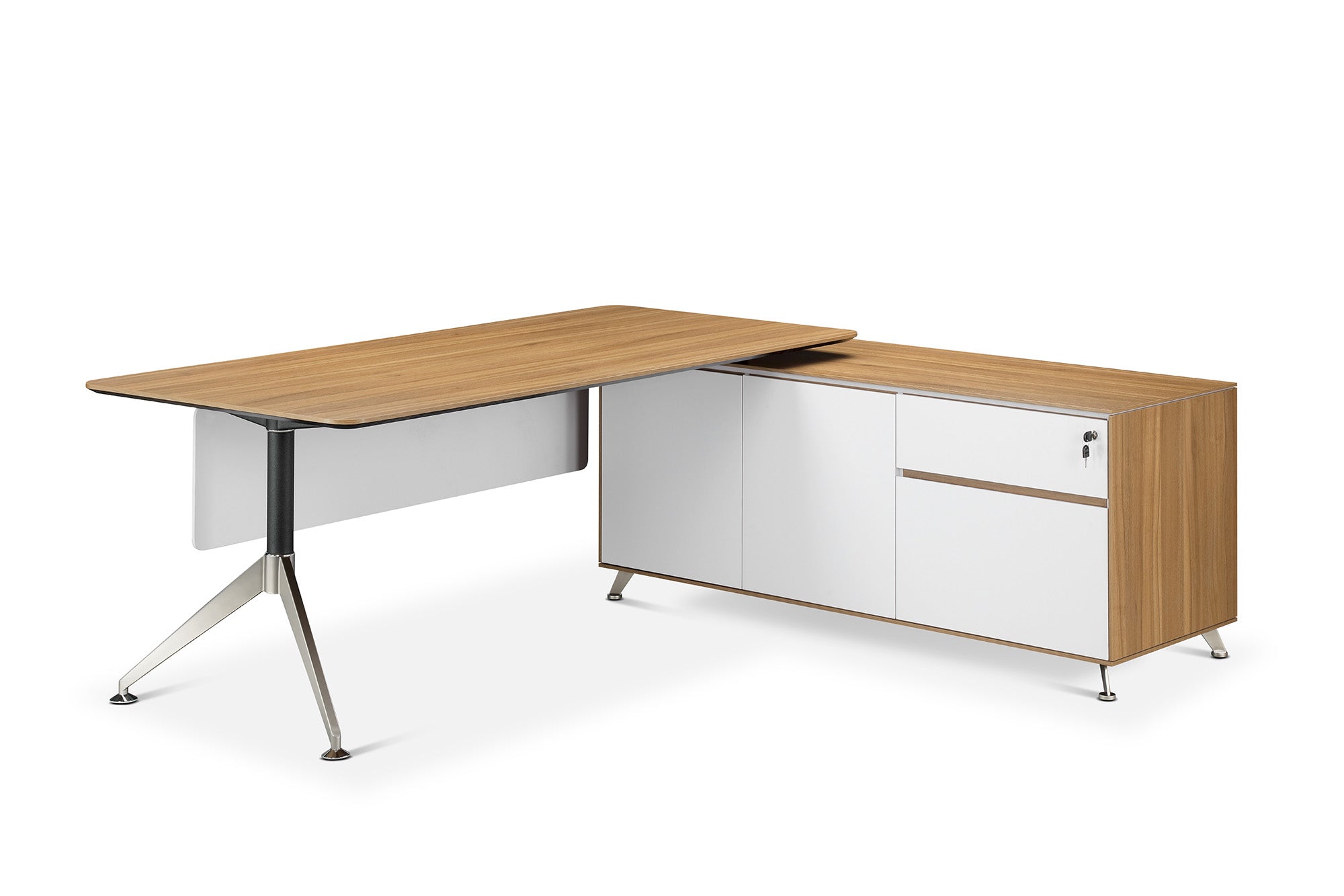 Nero 1.9m Corner Desk with Right Hand Return Unit - American Black Wal