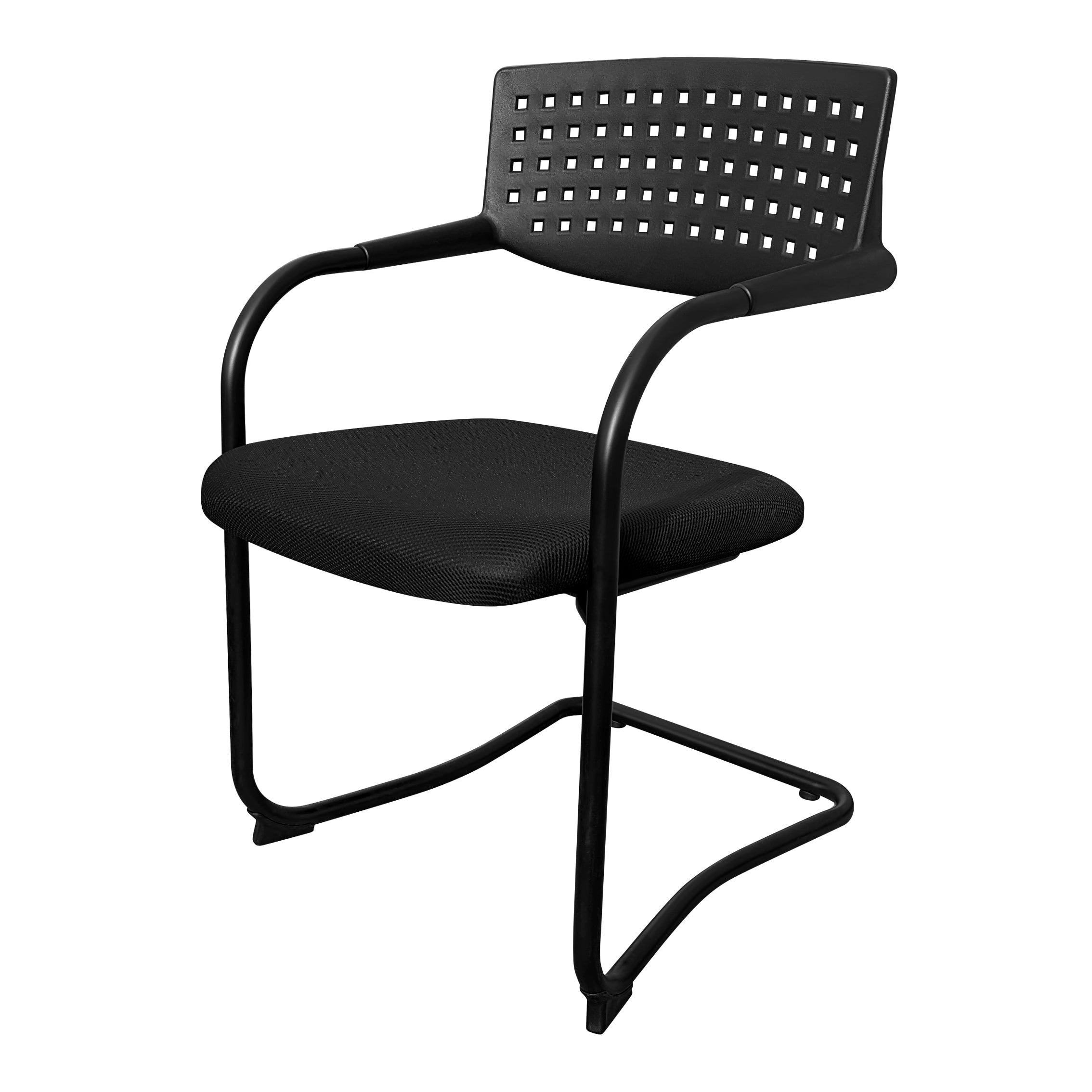 Visa-FBL - Matt Black Framed Stackable Meeting Chair with Airflow Mesh
