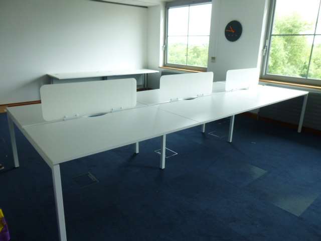 Ultra Modern White Bench desks - Kings Office Furniture